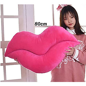unlockgift Red Velvet Lip Shaped Pillow Hot Pink Pillows Love Cushion Funky Throw Pillow Bed Living Room Decorative Pillows (hot Pink Lip, 50 cm)