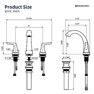 Bathroom Faucet Brushed Nickel,Widespread Bathroom Faucet for 3 Hole,Bathroom Sink Faucet 2 Handles Vanity Faucet,HOMELODY Lavatory Faucet 8 Inch with Pop Up Drain