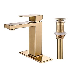 Gold Bathroom Faucet Single Handle Vanity Faucet Farmhouse Bathroom Sink Faucet Bath Vessel Basin Faucet for Kitchen 6052 (Color : Gold)