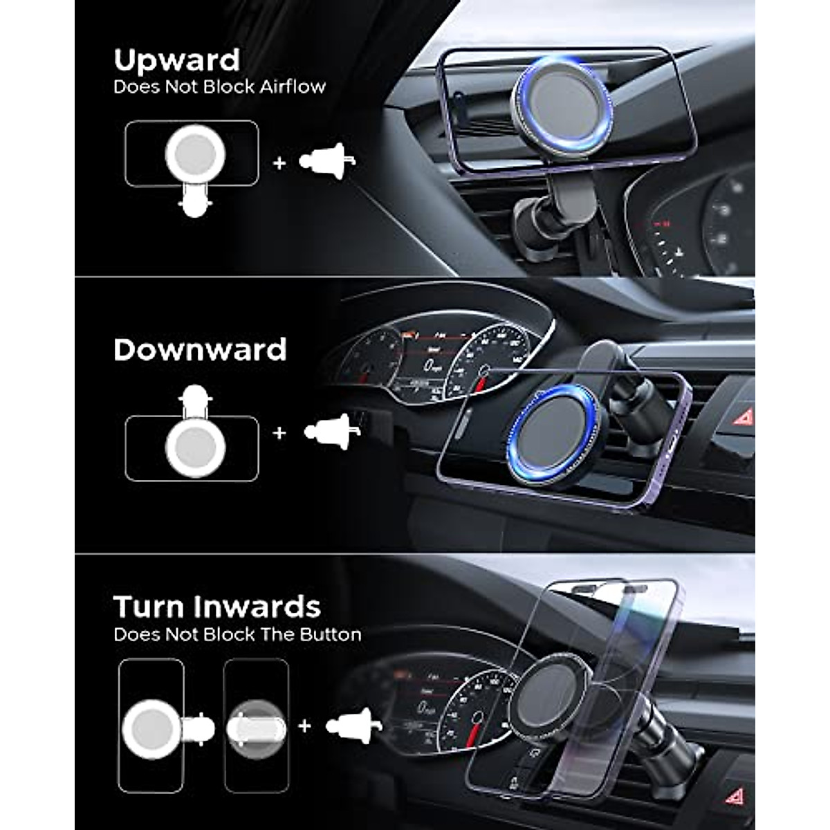 Car Magnetic Phone Mount for Magsafe: Holdersafe Magnetic Car Phone Holder [Easily Install] with 20 Powerful Magnet for Car Air Vent Compatible iPhone 14 13 12 Pro Plus Max Mini MagSafe Case