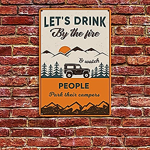 Funny Camping Sayings Metal Tin Sign Wall Decor Campsite Sign for Home Wall Decor Gifts for Women Men Friends - 8x12 Inch