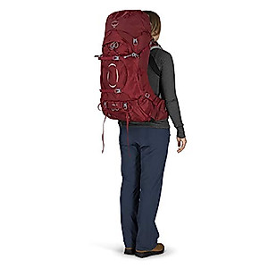 Osprey Ariel 55L Women's Backpacking Backpack, Claret Red, WXS/S