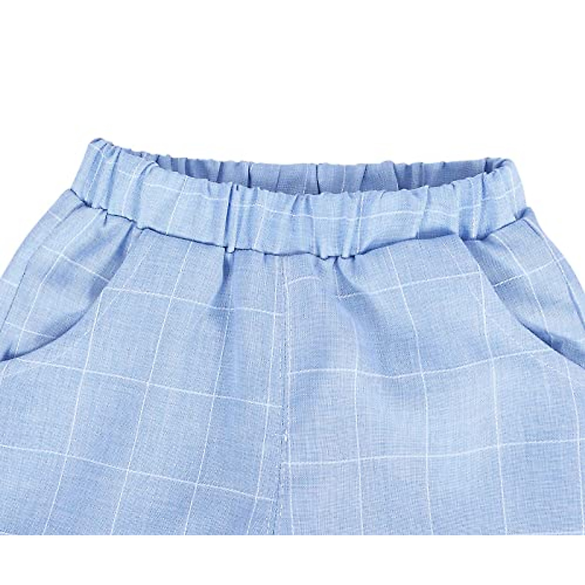 Marendyee Baby Boys' Suit Formal Outfits Long Sleeve Shirt Blue Plaid Vest Pants Gentleman Clothes Sets Wedding Photoshoot Infant Tuxedo 12-18 Months