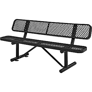 Global Industrial 72" L Expanded Metal Mesh Bench w/Back Rest, Black