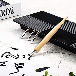 11 Pieces Comic Pen Nib Set, G-Pen Ink Nib Stainless Steel Drawing Comic Pen Nib Calligraphy Nibs with Wooden Comic Pen Nib Holder for Writing, Painting, Signing(White)