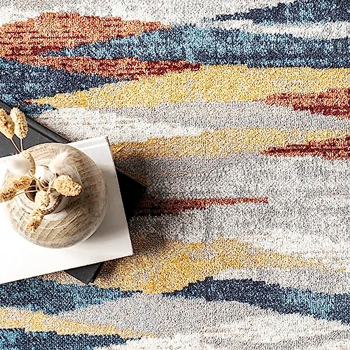 nuLOOM Katya Contemporary Waves Machine Washable Area Rug, 4x6, Multi