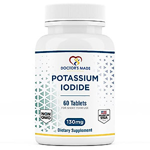 Doctor’s Made Potassium Iodide 130 mg. Thyroid Supplements, Kosher Exp Date 04/2025 Pack of 2 / Total 120 Tablets