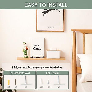 TRWISWDC Oak Floating Shelves 12 Inches Natural Wood Wall Shelf, Rustic Wood Shelves for Wall Storage, Wall Mounted Wooden Display Shelf for Bathroom Bedroom Livingroom Kitchen