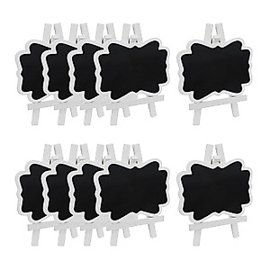Quluxe Mini Chalkboard Signs, 10 Pcs Wooden White Framed Chalkboard Labels with Easel Stand, Blackboard for Food Cards, Table Numbers, Brunch Decor, Catering and Buffet Supplies