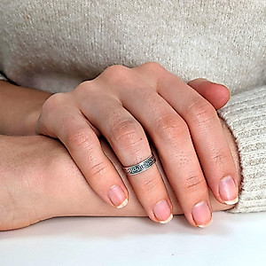 81stgeneration Greek Key Sterling Silver Toe Ring - Ancient Greece Style Foot Jewellery for Women - Pinky Finger Midi Adjustable Rings - Cute Toe Rings for Ladies - Boho Jewellery