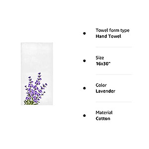 Naanle Beautiful Lavender Flower Print Elegant Soft Guest Hand Towels for Bathroom, Hotel, Gym and Spa (16 x 30 Inches,Violet White)