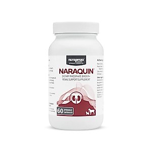 Nutramax Laboratories NARAQUIN™ Dietary Phosphate Binder + Renal Support Supplement for Cats & Dogs, 60 Count