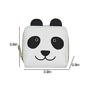 mosstyus Women Girls Small Wallet Short Wallet Card Holders Clutch Purse Coin Holder Card Organizer, Zipper,Cute Panda