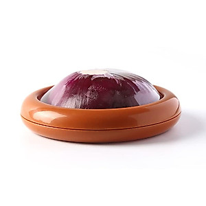 SiiMMM Transparent Film Fruit and Vegetable Preservation Box Set - Keep Produce Fresh - Avocado Cover, Onion Storage Box, Leak-Proof - Ideal for Kitchen and Home (Brown)