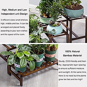 Bamboo 3-Tier Ladder Plant Stand, Planter Holder Flower Pot Display Shelf, Freestanding Plants Rack for Home Garden Patio Balcony Indoor Outdoor