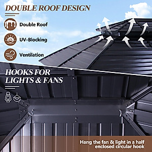 GARTOO 10x12FT Outdoor Galvanized Steel Hardtop Gazebo - Dome Canopy Gazebo with Breathable Mesh Screen & Private Curtains for Gaeden, Poolside, Deck, Backyard