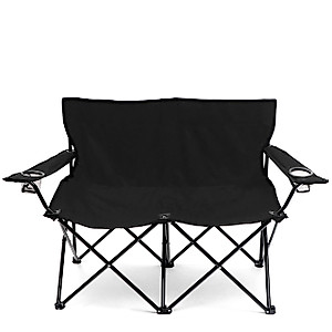 Trademark Innovations Loveseat Style Double Camp Chair, 40" L x 22" W x 31.5" H,Polyester, Black