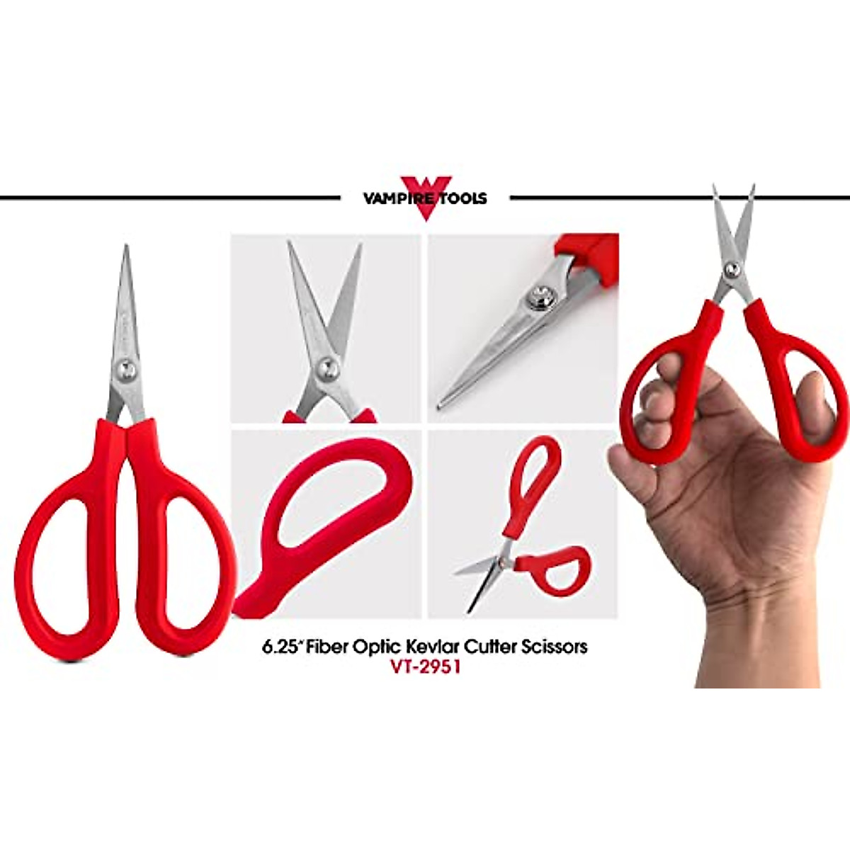 Vampire Tools vSHEARS - 6 1/4" Synthetic Fiber, Composite & Fiber Optic Shears - Kevlar, Aramid Fiber, Dyneema, Spectra, Dacron, Carbon Fiber: VT-2951 | A Cut Above All