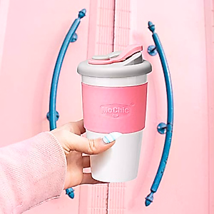 MOCHIC CUP Reusable Coffee Cup with Lid Portable Travel Mug with Non-Slip Sleeve BPA Free Dishwasher and Microwave Safe Friendly Coffee Mug (Orange,16oz)