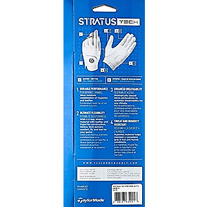 TaylorMade Stratus Tech Glove 2-Pack (White, Left Hand, Large), White(Large, Worn on Left Hand)