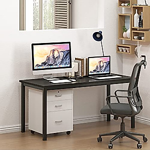 sogesfurniture 55.1 inches Office Desk Computer Desk Gaming Desk Computer Table Sturdy Writing Workstation for Home Office, Black