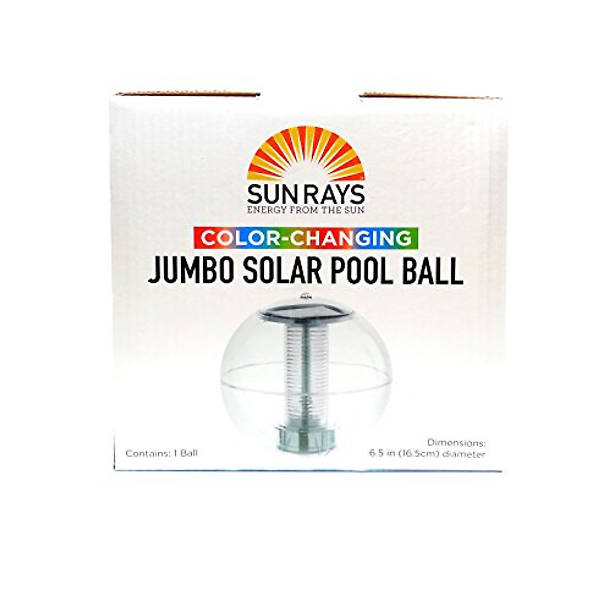 SunRays Jumbo Solar Color Changing Swimming Pool Lighting Ball, 6.5 inches Diameter –Floating or Hanging Light for Pool Hot Tub Garden Outdoor Landscape