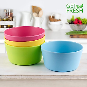 GET FRESH Bamboo Kids Snack Bowls, Set of 4 Bowls for Kids, Kids BPA Free bowls, Bamboo Dinnerware for Everyday Use, Kids Bamboo Bowls, Dishwasher Safe and Stackable