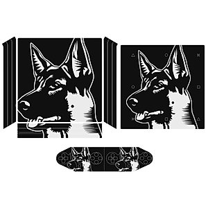 German Shepherd Head Decal Cover Sticker for PS-4 Slim PS-4 Pro Decal Sticker Compatible with PS-4 Controller Funny