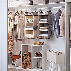 StorageWorks Hanging Closet Organizer, 3-Shelf Hanging Closet Shelves with Top Shelf, 12" W x 12" D x 35 ¼"H, Extra-Large Space, Mixing of Brown and Gray