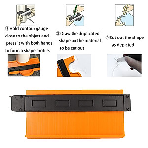 7 inch Aluminum Protractor Angle Finder & Contour Gauge(10 inch Lock), Miter Saw Protractor with Bubble Level, Irregular Shape Duplication Gage Tool for Carpentry, DIY Handyman, Home improvement