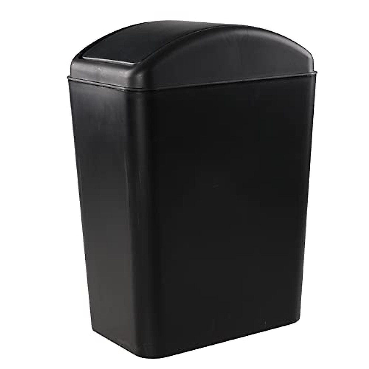 Bblina Plastic Swing Lid Trash Can, 16 Liter Waste Bin, Black, F