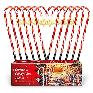 12 Pack Candy Cane Lights Pathway Outdoor 21''Christmas Candy Cane Lights Waterproof with 84 Warm LED Lights Landscape Path Lights for Xmas Yard Patio Garden Walkway Christmas Decorations