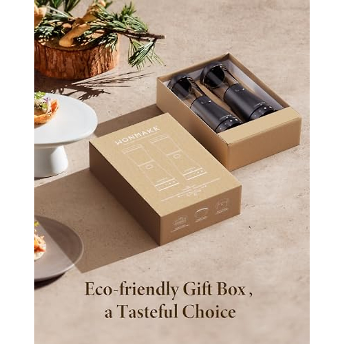 Electric Salt and Pepper Grinder Set with 4.5oz Large Capacity, Stainless Steel Rechargeable Salt and Pepper Grinder with 1.8" Wide Mouth, Storage Base,Adjustable Coarseness, and One-Hand Operation