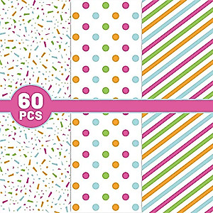 Whaline Tissue Paper Bulk Dots Stripe Wrapping Paper Rainbow Art Paper for Birthday DIY Party Crafts Weddings (60 Sheets, 3 Styles)