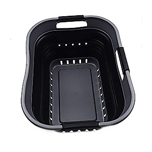 SAMMART 19L (5 gallon) Collapsible Super Mini 3 Handled Plastic Laundry Basket - Foldable Pop Up Storage Container/Organizer - Space Saving Hamper/Basket, (1, Grey/Black)