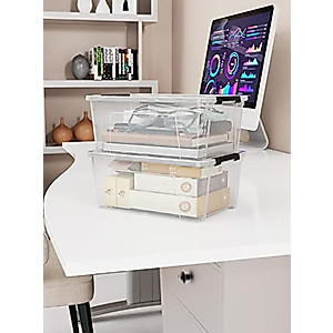 WYT Clear Storage Latch Bins, 6-Pack Storage Organizer Box with Handle and Lids, 5-Litre