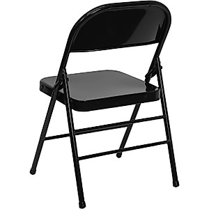 Flash Furniture HERCULES Series Triple Braced & Double Hinged Black Metal Folding Chair