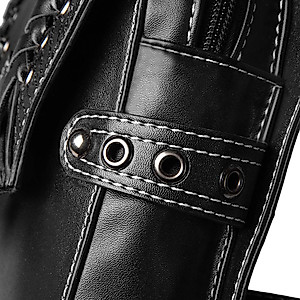 Gothic Waist Bag Fanny Pack Leather Steampunk Bag Purse Chain Leg Bag Crossbody Shoulder Messenger Hip Pouch (Black 038)