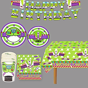 Light inspired Year Birthday Decorations Buzz Birthday Banner Party Supplies for Cartoon Story 1st 2nd 3rd 4th 10th Bday Decor(Purple)