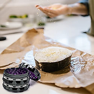 Grinder, 2.5 Inch Spice Grinder, Aluminium Alloy Manual Grinder (Black+Purple)