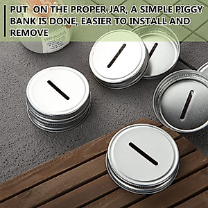 JMIATRY 50Pcs Coin Slot Lids for Regular Mouth Mason Jar, Polished Rust Resistant Canning Lids, Money Saving Jars Silver Slotted Lids, Metal Coin Slot Lid for Regular Mouth Ball, Use for 2.75 Inch