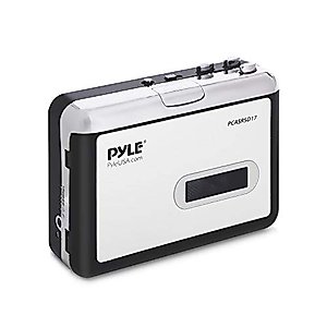 2-in-1 Cassette-to-MP3 Converter Player Recorder - Portable Battery Powered Tape Audio Digitizer, USB Walkman Cassette Player with Manual/Auto Record, 3.5mm Audio Jack, Headphones, Power Cable - Pyle