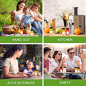 Moretoes 64pcs 4oz Plastic Juice Bottles with Caps, Mini Shot Bottles with Caps, 4 Oz Small Plastic Juice Containers with Lids and Label, Funnel and Brush, Reusable Plastic Bottles for Juicing