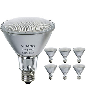 Vinaco Par30 Long Neck Halogen 75w, 6PCS PAR30s 75W 120V Flood Light Bulbs, Dimmable, High Efficiency& Long Lasting Life, E26 Base, 3000K Warm White, Great for Accent Lighting, Tracking Light
