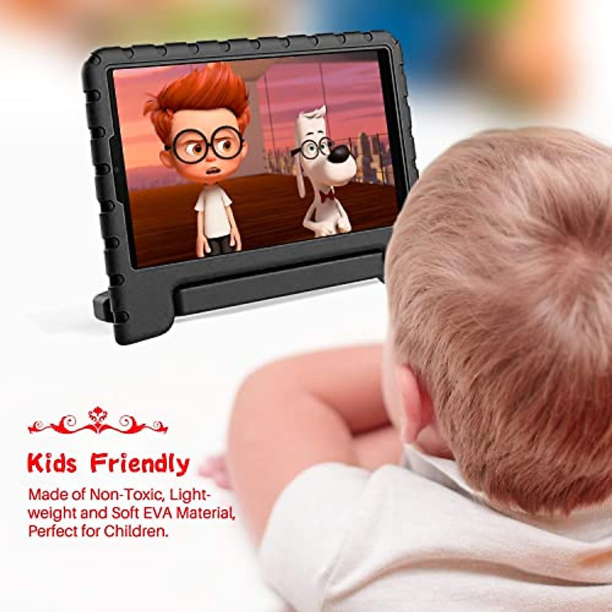 CCambro Kids Case for Samsung Galaxy Tab A7 Lite 8.7" SM-T220/SM-T225/SM-T227 2021 Tablet Kids Friendly Shockproof Case Lightweight Durable Foam Cover with Convenient Foldable Handle Stand, Black