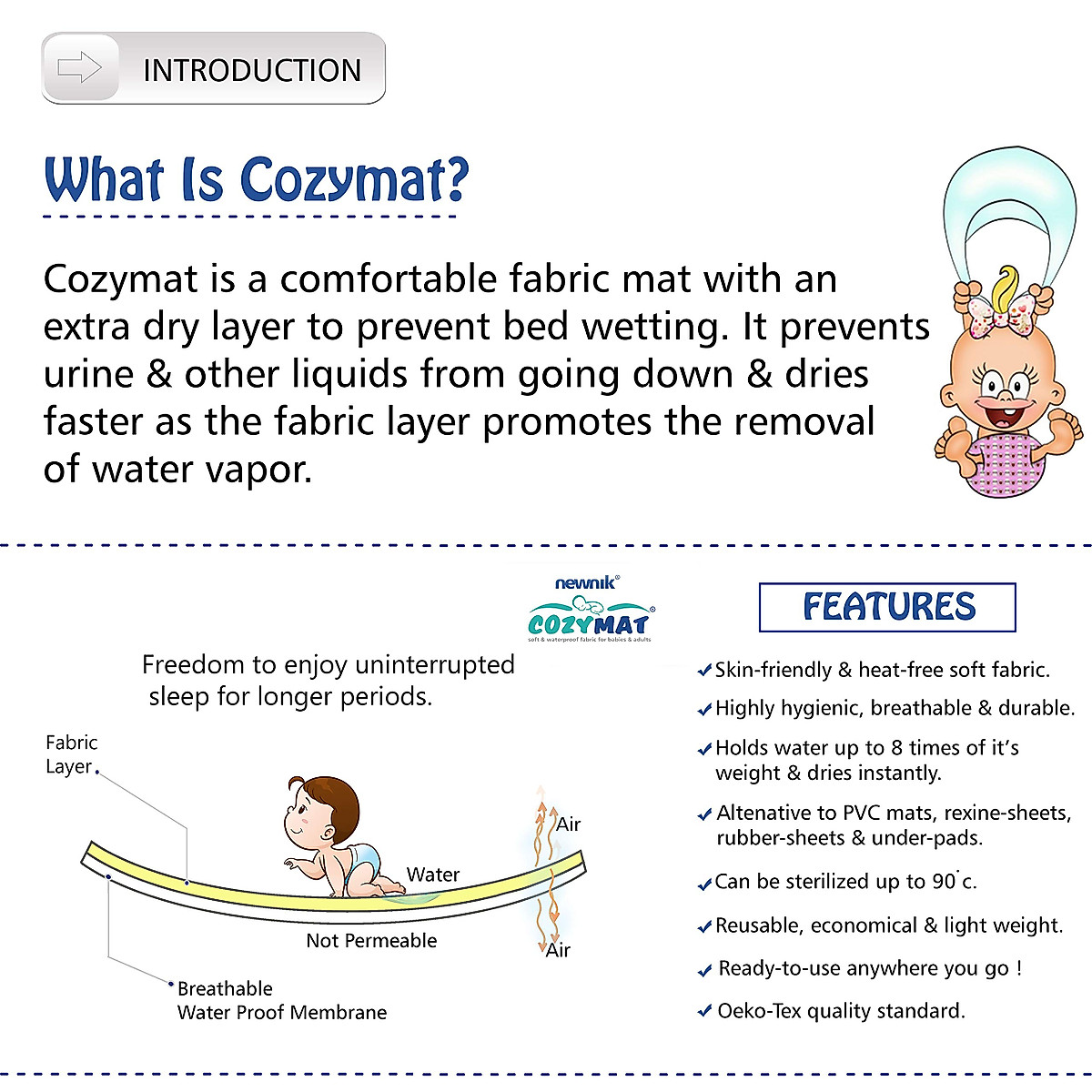 Newnik Cozymat Waterproof, Breathable, Reusable Mat/Underpad/Absorbent Sheets/Mattress Protector (Size: 70 x 100 Centimeter, LEMONGREEN)