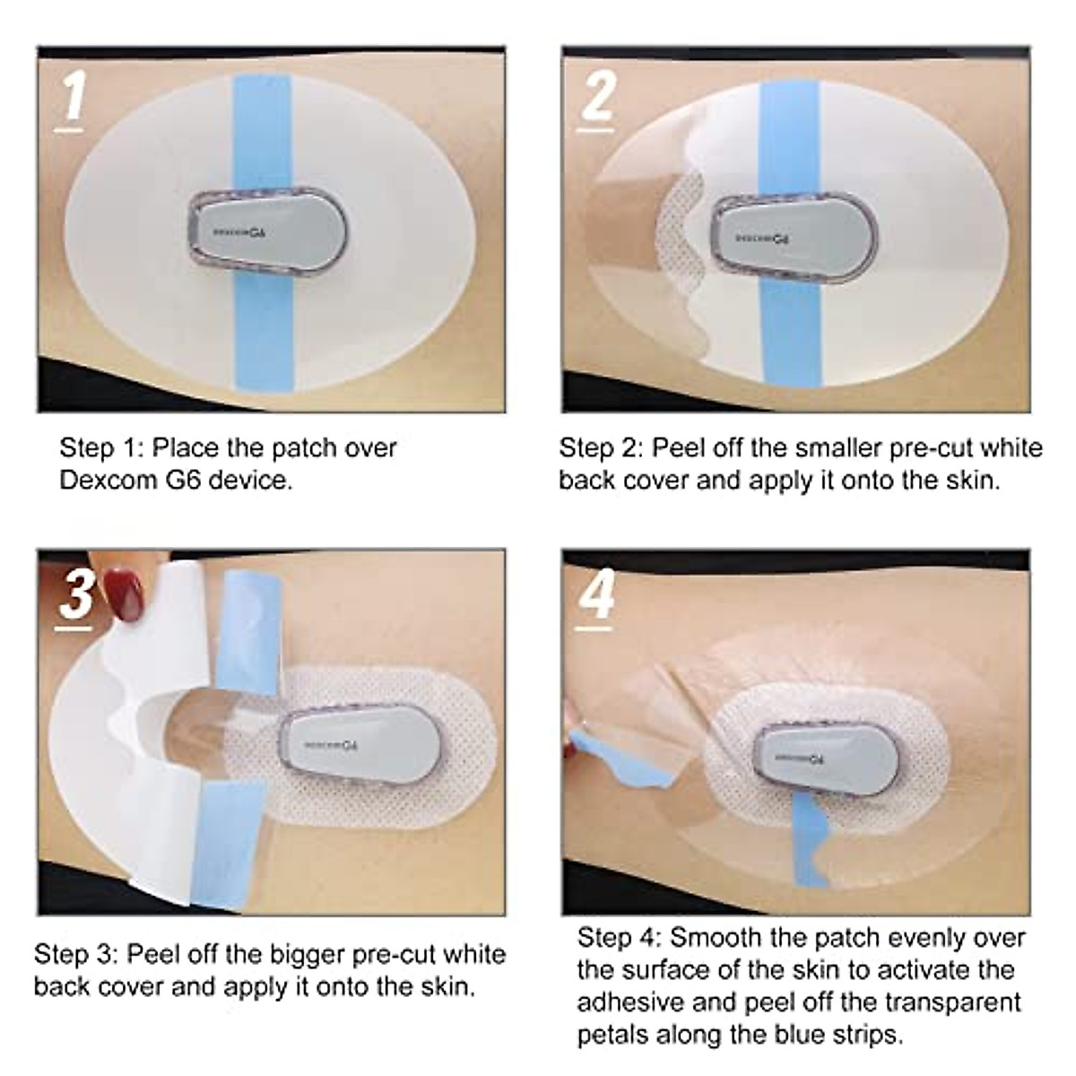 G6 Adhesive Patches-50Pack Waterproof Adhesive Patches for G6 Premium Transparent Overpatch 10 Days Long Stay Covers Easy to Use by One Hand