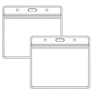 Extra Thick Horizontal ID Card Name Tag Badge Holder with Waterproof Type Resealable Zip (Holders, 6Packs)