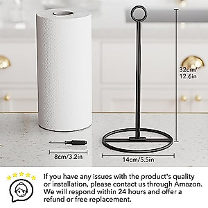 Black Paper Towel Holder Countertop, Kitchen Paper Towel Stand Holder for Kitchen Organization and Storage Standard and Large Size Rolls (Black)