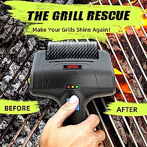 Motorized Grill Brush PURAMI Safe Grilling Rescue Gift No Shedding Bristles, 360° Rotating Cleaner Brush, Heavy Duty BBQ Accessories for Porcelain/Weber Gas/Traeger/Charcoal Grilling Grates